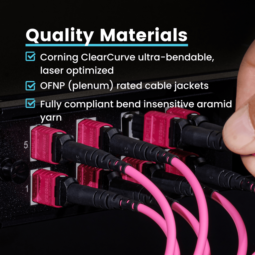 High-Quality MTP® to MTP® Female OM4 12 Fiber Type B MM OFNP | trueCABLE