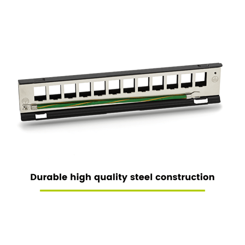12-Port Wall Mount Shielded Keystone Patch Panel | trueCABLE